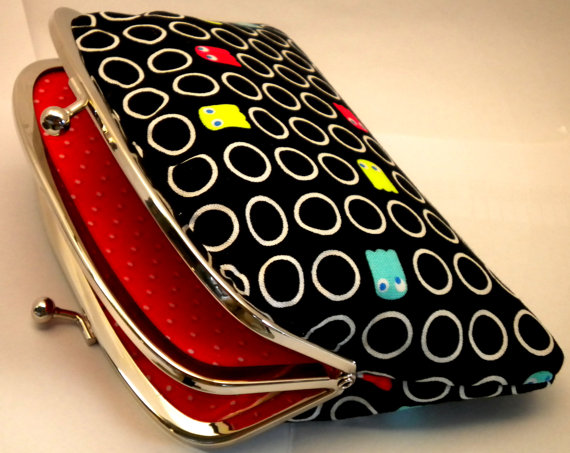 Retro Coin Purse, 80s Pacman Arcade Game Frame Wallet Black And Red ...