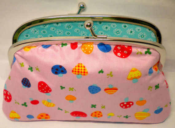 Unusual Coin Purse With Cute Mushroom Design, Frame Wallet - Aqua Blue ...