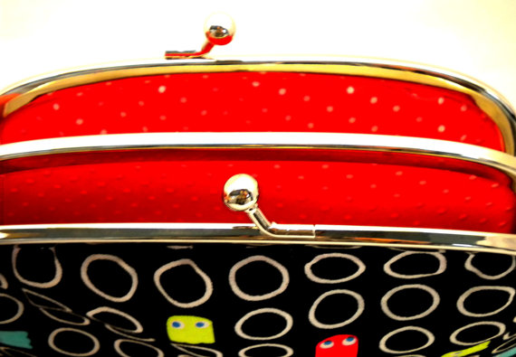 Retro Coin Purse, 80s Pacman Arcade Game Frame Wallet Black And Red ...