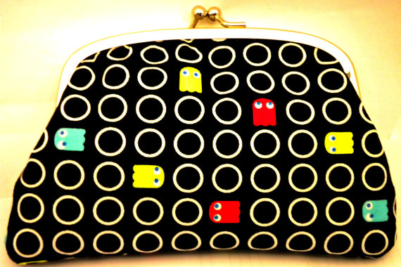 Retro Coin Purse, 80s Pacman Arcade Game Frame Wallet Black And Red ...